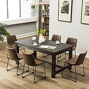 Roundhill Furniture 7 Piece Lotusville Wood Dining Table With Chairs Set, Vintage Brown