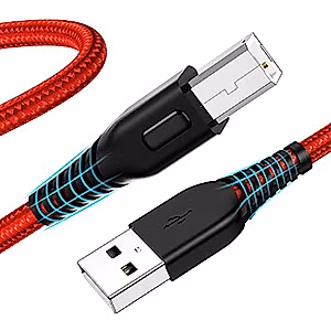 2Pack Red USB Printer Cable,6ft/2 Meter USB Printer Cord, High Speed USB 2.0 Type A Male to B Male Scanner Cord, Compatible with HP, Canon, Dell, Epson, Lexmark, Xerox, Samsung and More