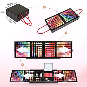 177 Color Hotrose Full Pink Eyeshadow Palette Blush Lip Gloss Concealer Kit Beauty Makeup Set,All-in-One Makeup Kit with Mirror, Applicators