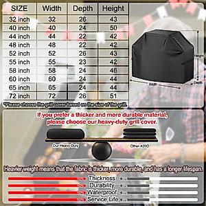 Grill Cover, BBQ Grill Cover, Waterproof, Weather Resistant, Rip-Proof, Anti-UV, Fade Resistant, with Hook-and-Loop Straps, Gas Grill Cover for Most Grills, 48 inch, Black