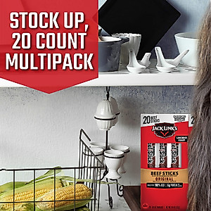 Jack Link's Beef Sticks, Original – Protein Snack, Meat Stick with 6g of Protein, Made with 100% Beef, Individually Wrapped Beef Snack Sticks – 0.92 Oz. (20 Count)