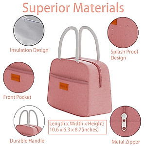 JBGOYON® Bento Lunch Box Set - 3 Stackable Containers for Adults and Kids- Includes Lunch Bag, Leak-Proof and BPA-Free - Built-in Utensil Set and Snack Bag - Dishwasher Safe (Pink)