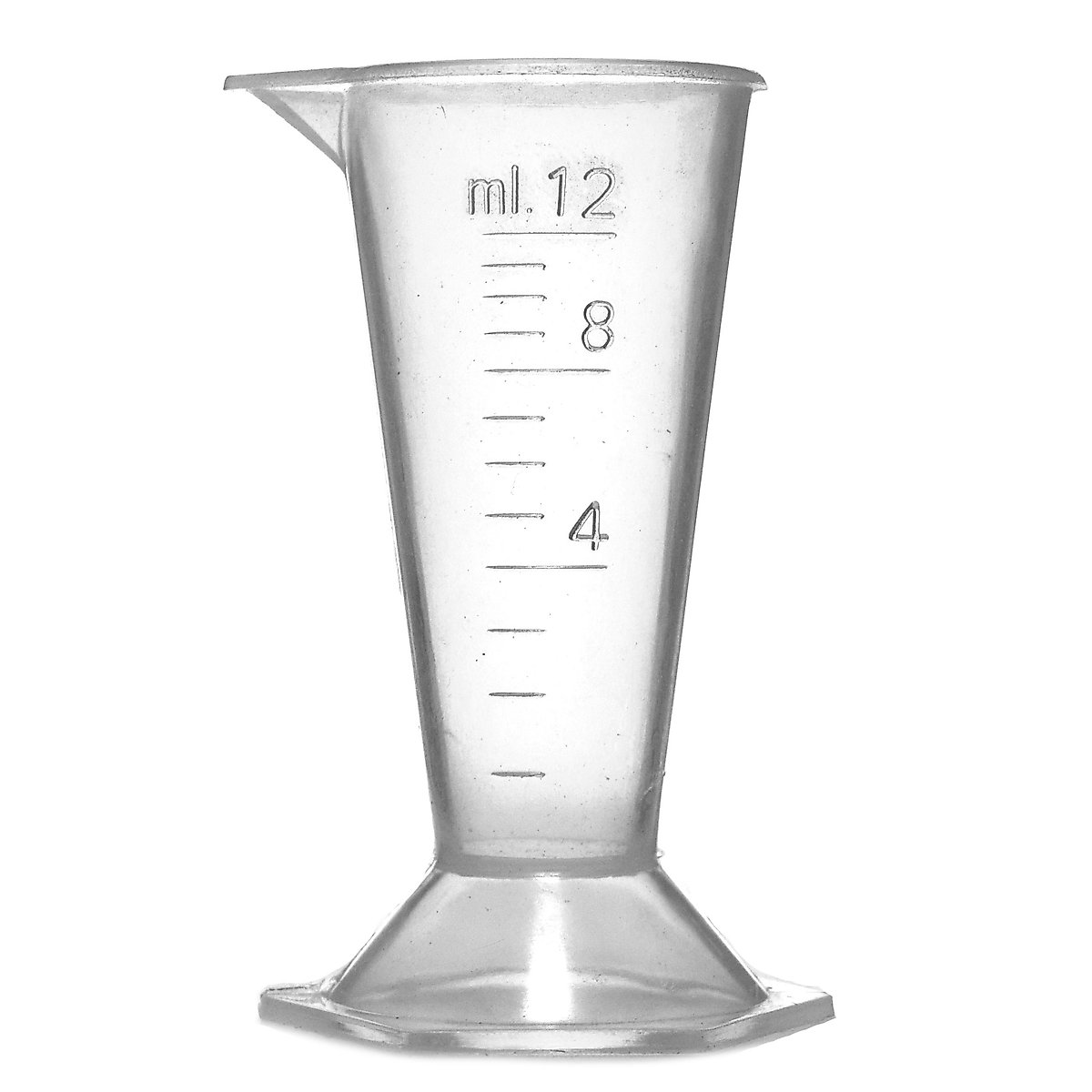 EISCO Conical Measure, 12ml - Polypropylene Plastic, Translucent - Pouring Spout - 1ml Raised Graduations - Hexagonal Base