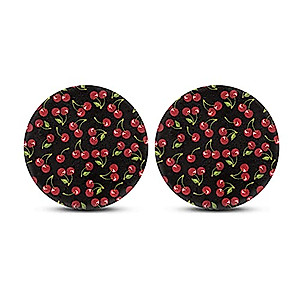 Jiueut Cute Red Cherry Fruit Car Coasters for Drinks Absorbent,Cute Car Coasters for Women,Car Cup Holder Coasters,Auto Accessories for Ladies,Pack of 2