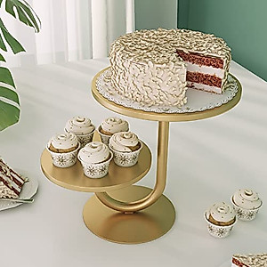 Vivevol 2 Tier Gold Cake Stand, Round Cupcake Stand for Parties, 10/8 Inch, Metal