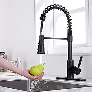 SOKA Kitchen Faucet Oil Rubbed Bronze Commercial Kitchen Sink Faucet with Pull Down Sprayer Kitchen Faucet Bronze with Deck Plate Single Handle Modern Rv Kitchen Faucet ORB, 3 Function Laundry Faucet