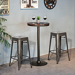 Topeakmart Metal Bar Stools 30 inches Set of 4 High Backless Counter Bar Stool Heavy Duty Indoor-Outdoor Stackable Chairs