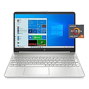HP 15.6" FHD Laptop, Ryzen 5-5500, Silver, HD Webcam, USB-C, HDMI, AMD Radeon Graphics, Windows 10 Home, w/Accessories (16GB RAM | 1024GB PCIe SSD)