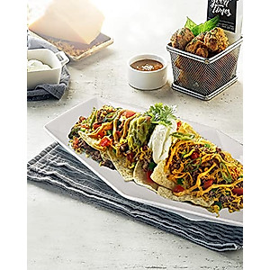 DELLING 13.7 inch Serving Platter, Geometric Serving Plates, White Porcelain Platters for Serving Food, Serving Trays for Party, Entertaining, Appetizer, Fruit, Salad, Oven Safe Dinnerware Set of 3