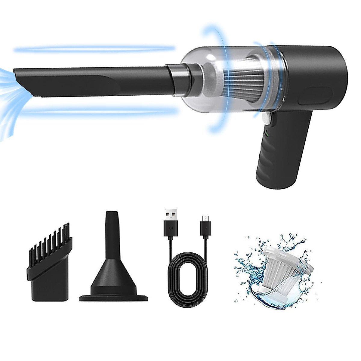 LADIGASU Car Vacuum Cleaner Cordless, Vacuum Cleaners for Car 120w Powerful Suction Small Car Vacuum Cleaner Mini Dusts Buster with USB Portable Vacuum Cleaner