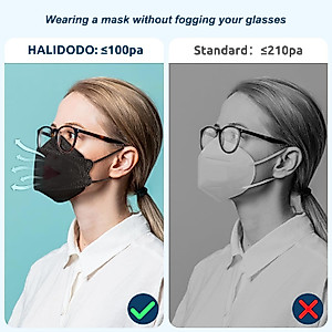 JUSTXO KN95 Face Masks 50 Pack, Breathable Comfortable Disposable Face Mask For Adults And Teens, Black