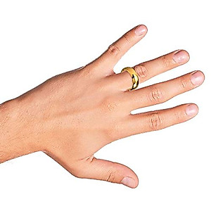 Bling Jewelry Gold Plated High Polish Comfort Fit Tungsten Wedding Band 8mm, Size 7.5