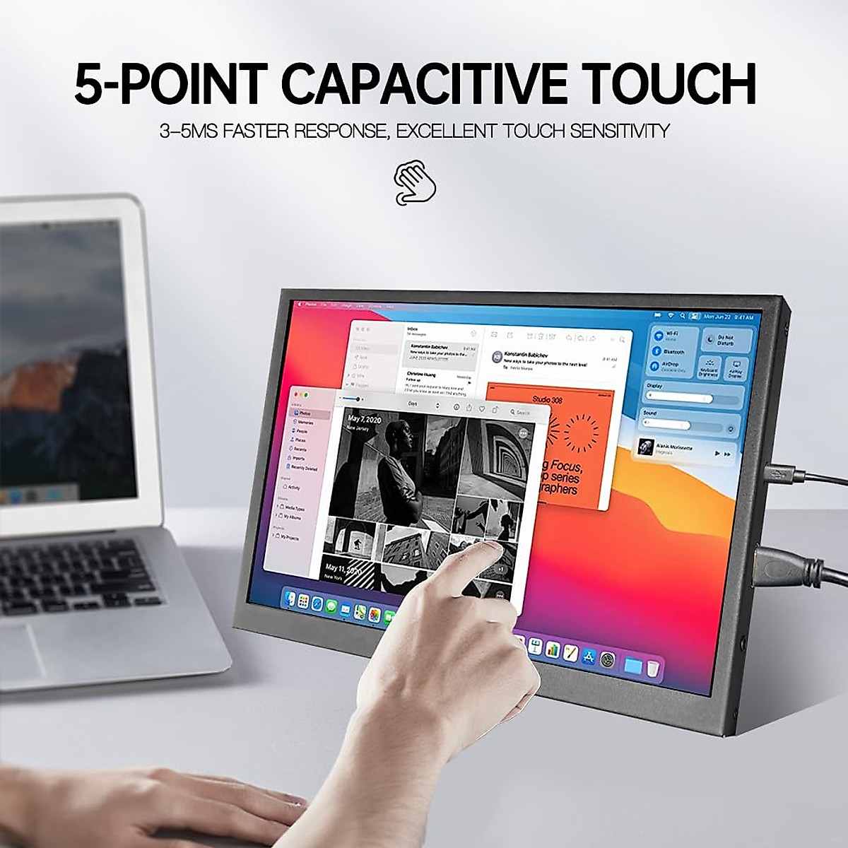 LESOWN 10 inch Monitor Touchscreen Small HDMI Portable Display 1024x600 IPS Computer 10.1 inch Secondary Screen Mini Monitors for Windows Mac Laptop PC