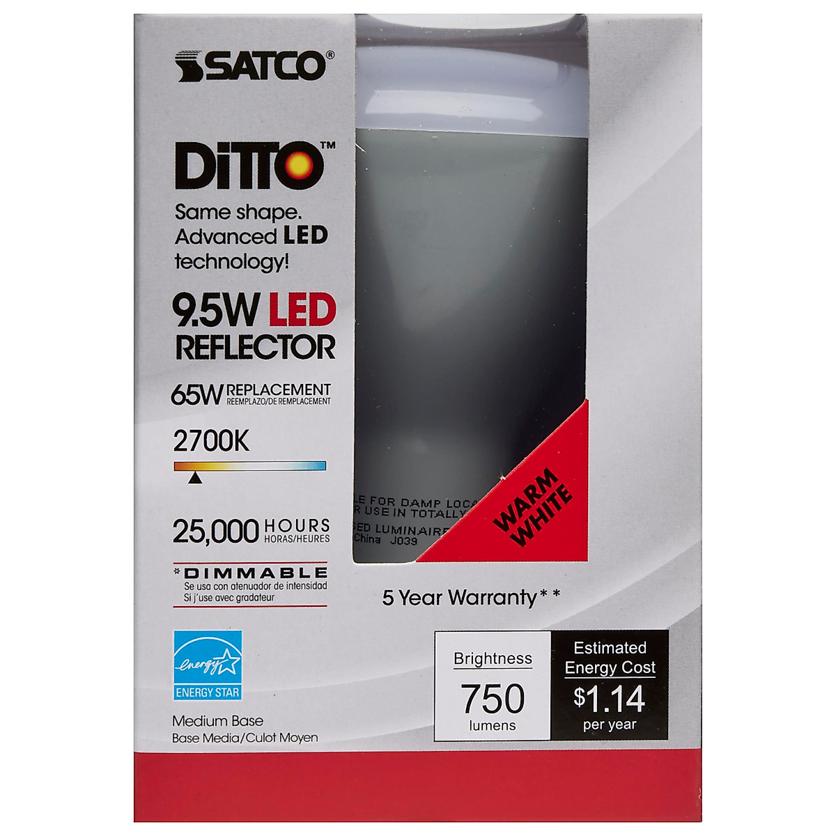 Satco S9620-9.5 Watt BR30 LED Bulb - (6 LED Light Bulbs)