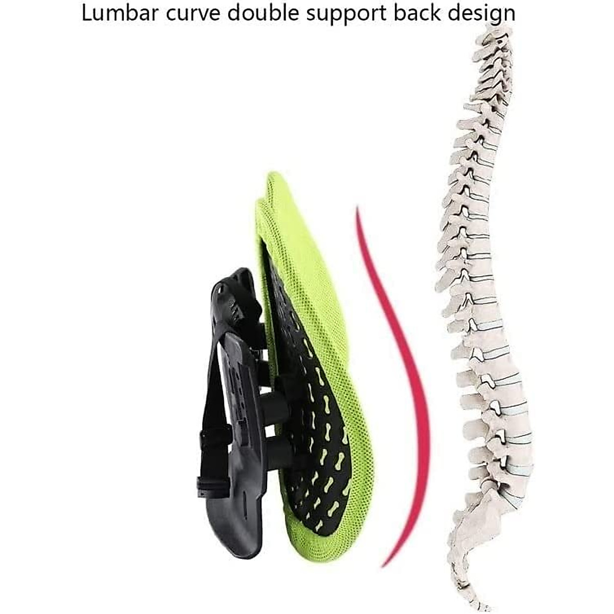 QINERSAW Ergonomic Cushion, Memory Foam Office Lumbar Pillow, 5-Speed Adjustable Base Back Support Cushions with Telescopic Straps & Airbag Adjustment, for Office Chair