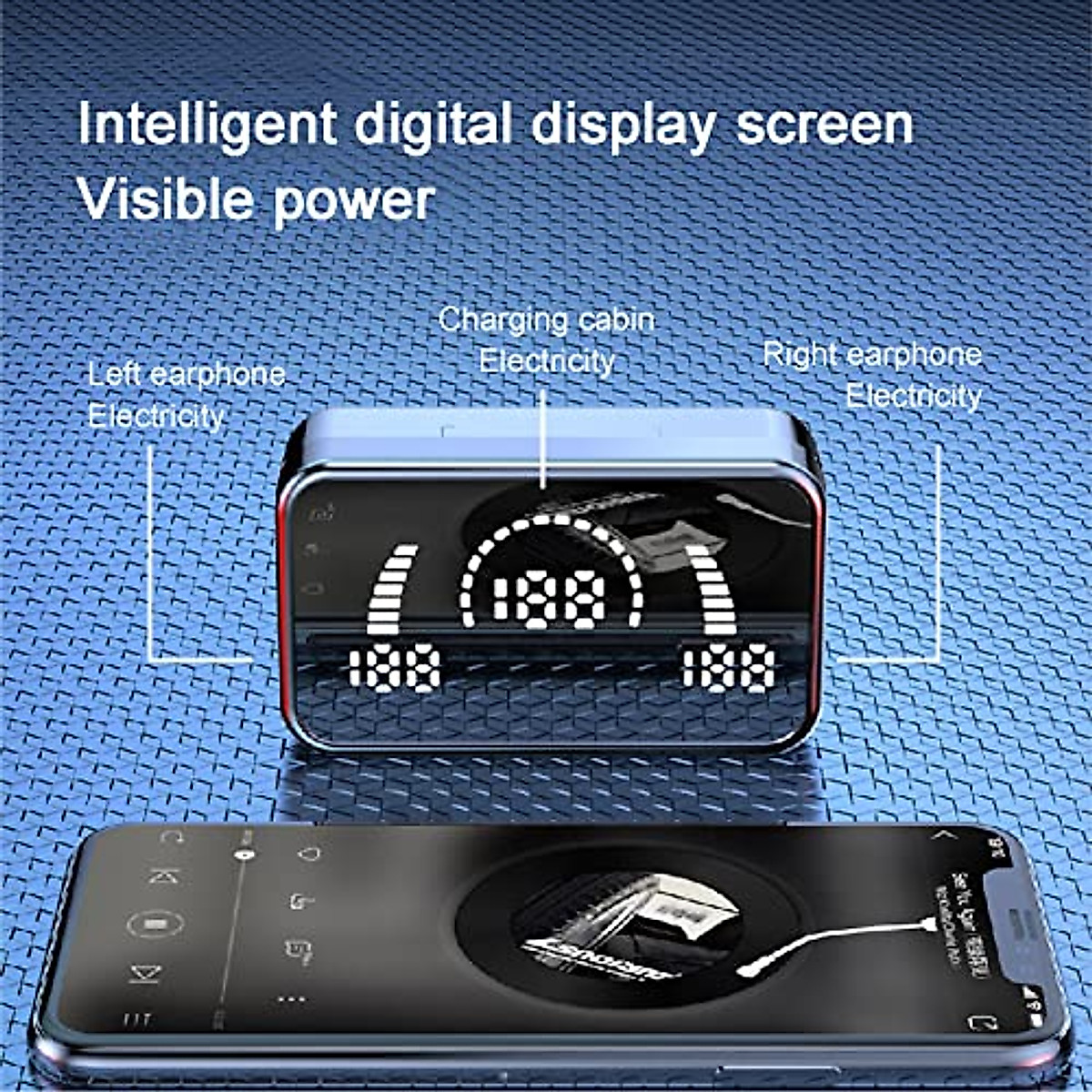 Bzdzmqm Digital Power Display Bluetooth Headset with Private Mode, 2022 True Wireless 5.2 Binaural Waterproof in-Ear Sports Noise Cancellation Earbuds Led Screen Left Right Headphones