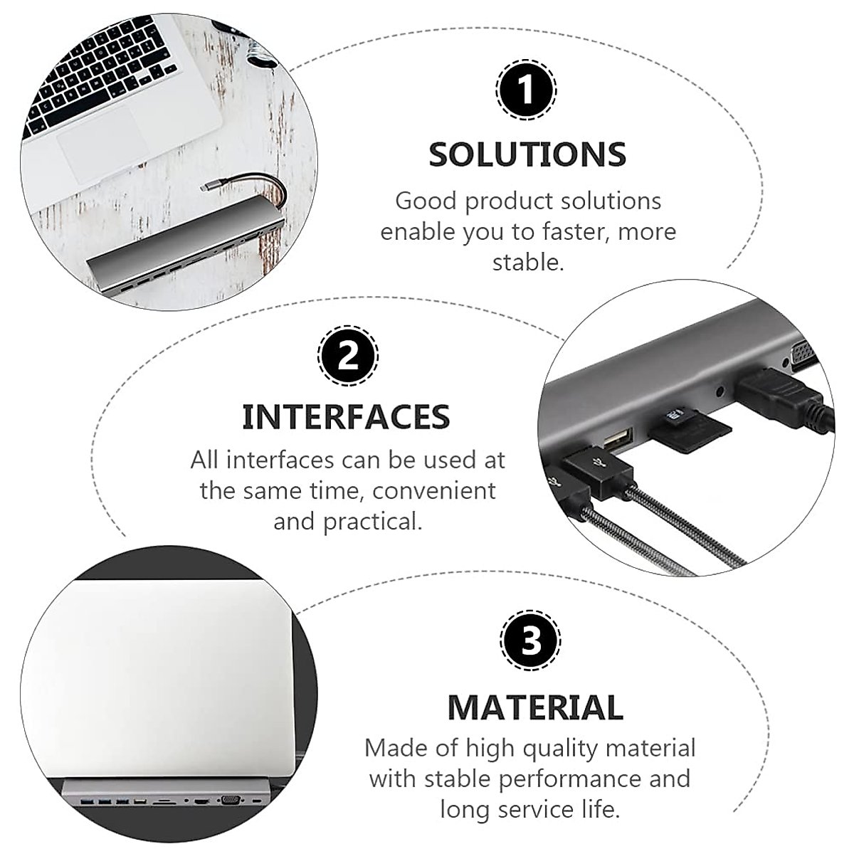 OSALADI USB Hub USB Hub USB Hub USB Hub USB Hub USB Hub USB Hubs Aluminium Alloy Computer Converter Type- c Hub 11- in- 1 Hub Dock Station USB Docking Station Adapter