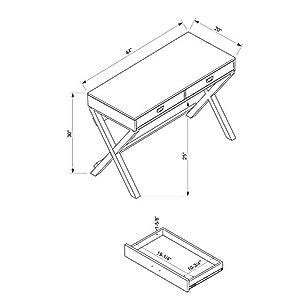 Linon Desk, White, 44"W x 20"D x 30"H