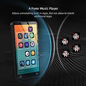 MP3 Player with Bluetooth and WiFi,MP3 Player with Spotify,Spotify Kids,Audible,Pandora,Amazon Music,4" Music Player MP4 Up to 1TB(80GB,Black)