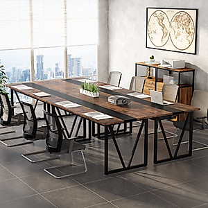 Tribesigns 6FT Conference Table, 70.8W x 31.5D inch Meeting Seminar Table for Office Conference Room, Modern Rectangular Training Table Boardroom Desk with Metal Frame (Rusitc Brown)