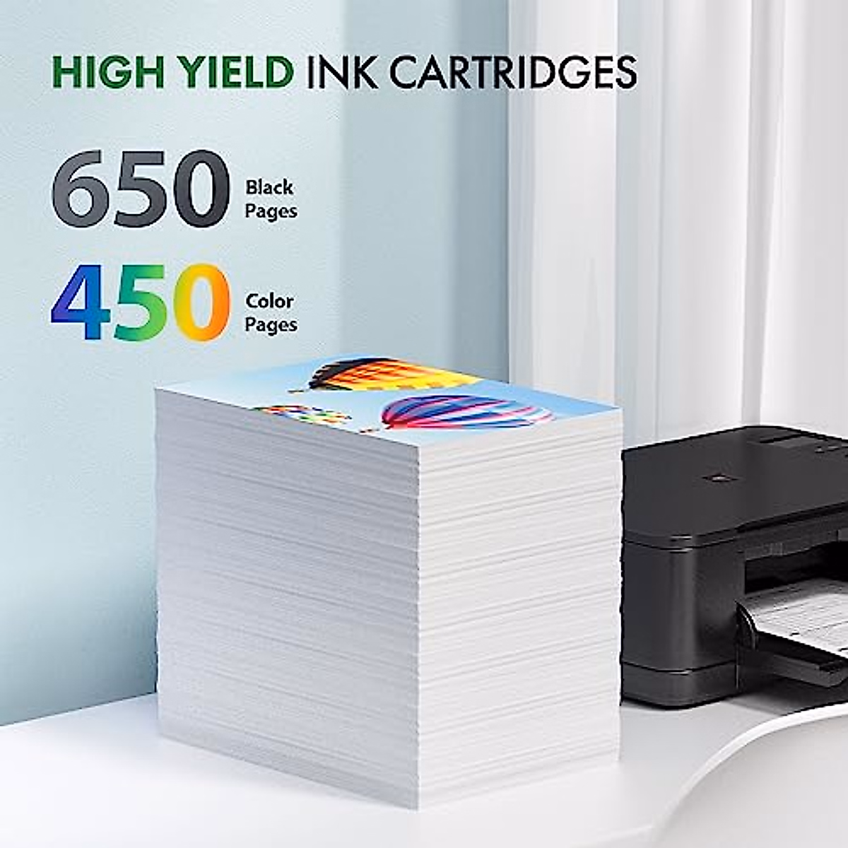 63XL Ink Cartridges Combo Pack High Yield Compatible Replacement for HP Ink 63 Works with OfficeJet 3830 4650 4655 5255 5258 5200 Envy 4510 4520 DeskJet 1110 3630 Printer (1 Black,1 Tri-Color)