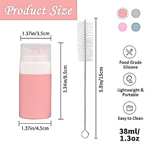 TACYKIBD 4Pcs Salad Dressing Container to Go, Mini Squeeze Bottles for Sauces, Small Condiment Bottles, Travel Condiment Containers for Lunch with 2Pcs Cleaning Brush(Column, 1.3OZ)