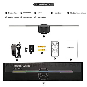 DNIER Upgrade 3D Holographic Led Fan, Hologram Fan, 16.3inch, 640P Hi-Resolution and WiFi Added - LED Light 3D Holographic Projector Fan for Business Store Bar