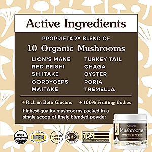 FERA PET ORGANICS Allergy and Immune Support Mushrooms Supplement Blend for Dogs and Cats - Cognitive Health, Vitality, and Immune Support Booster - 120 Servings, 60g