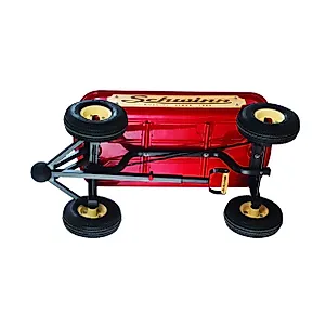 Schwinn Quad Steer 4x4 Wagon for Kids Red, Large Air-Filled Tires, Extra Deep Heavy Gauge Steel, Telescopic Extendable Handle, Real Wood Panels, Easy Assemble