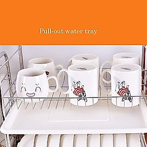 Plate Rack Draining Dish Rack Dish Drying Rack 2 Tier Dish Rack With Drainboard, Dish Drainer With Utensil Holder And Cup Holder Pan Plate Holder