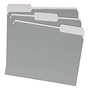 Amazon Basics File Folders, Letter Size, 1/3 Cut Tab, Gray, 36-Pack
