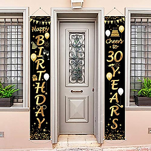 2 Pieces 30th Birthday Party Decorations Cheers to 30 Years Banner 30th Party Decorations Welcome Porch Sign for 30 Years Birthday Supplies (30th Birthday)