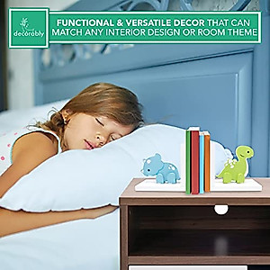 Decorably Dinosaur Bookends for Kids - Kids Bookends, Kids Book Ends for Boys Room, Cute Book Ends for Kids Room, Boy and Girl Bookends, Kid Book Ends, Child Bookends, Nursery Bookends for Baby Room