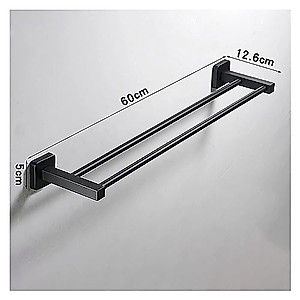 Towel BAR Rack Towel Rack Wall Mounted Towel Rails,Bath Double Towel Storage Rack Towel Bar Space Aluminum Towel Rod for Bathroom or Kitchen, Bathroom Hardware/50Cm (Size : 60Cm)