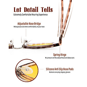 Bloomoak Night Driving Polarized Glasses for Boomer,Trendy Retro Fashion Glasses, Anti Glare for LED Headlights/Halogens/Starbursts(leopard/yellow)