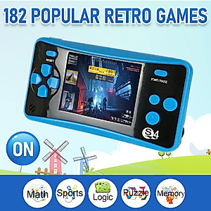 Retro FC Handheld Games for Kids, 182 in 1 Video Games Console 2.5" Screen Handheld Games, Travel Hand Held Game Systems for Kids Ages 4-8, Video Game Party Supplies Birthday Gifts for Kids -Black