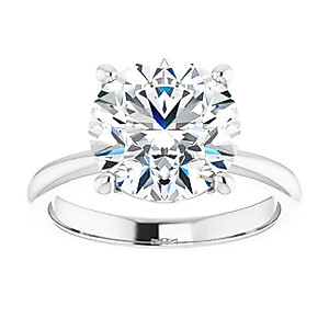 10K Solid White Gold Handmade Engagement Rings, 4 CT Round Cut Moissanite Diamond Solitaire Wedding/Bridal Rings for Women/Her, Minimalist Anniversary Ring Gifts (5)