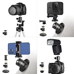 UTEBIT Magnetic Camera Mount Base Stand Kit 66mm, Magnet Tripod with 1/4 Screw Mini Ball Head, GoPro Adapter, Phone Holder for Insta360 Action Camera, Cellphone, Vlogging Max Load 44lb