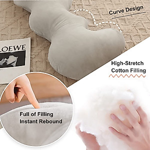 AMCATON 39 Inch 3D Cloud Shaped Full Body Pillow, Large Bed Sleeping Pillow for Adults, Long Pillow for Side Sleeper with Velvet Cover (MILKY)