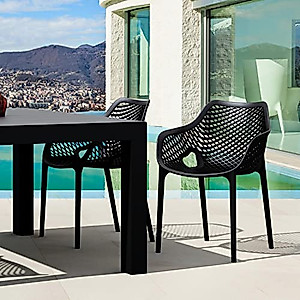 Compamia Air XL Outdoor Patio Dining Arm Chair in Black (Set of 2)