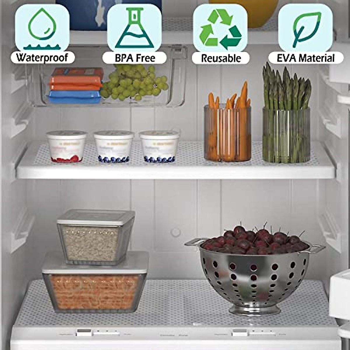 Shelf Liners for Kitchen Cabinets, Drawer Liners Fridge Mats Washable Cabinet and Drawer Liner Roll Double Sided EVA Non-Slip (Clear, 11.8Inch x 20FT)