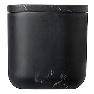 Vigar Zense Collection Black Marble Square Toiletries Container Box with Lid, Holder for Cotton Balls and Hair Accessories, for Modern Luxury Bathroom and Bedroom, Fine Polyresin Stone