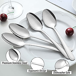 36 Pieces Teaspoons Set (6.2 inch), Pleafind Spoons Silverware, Stainless Steel Tea Spoons, Small Spoons, Mirror Polished Teaspoon, Dessert Spoons for Home, Kitchen, Restaurant, Dishwasher Safe