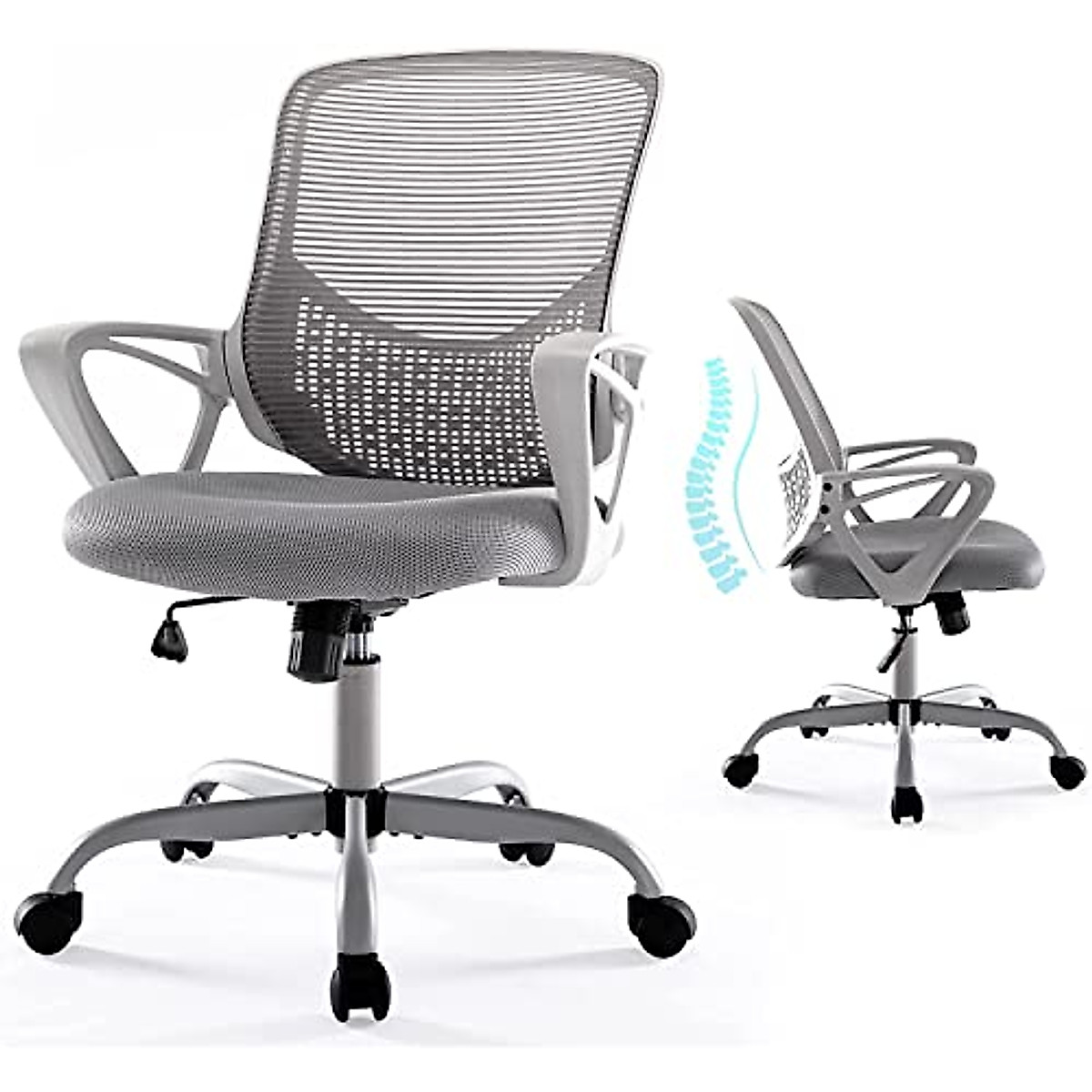 Office Chair Ergonomic Computer Chair Mesh Back Desk Chair Mid Back Task Chair with Armrests/Height Adjustable for Home Office Gaming