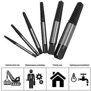 6Pcs Damaged Screw Extractor Set Chrome Vanadium Steel Damaged Bolt Screw Extractor Remover Broken Bolt Stripped Screw Extractor Kit