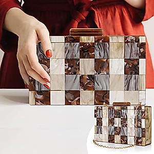 Acrylic Purses and Handbags with Marbling for Women Elegant Banquet Evening Crossbody Handbag Box Clutch