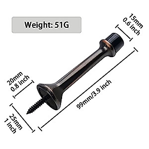 Triumph Hardware 3" inch Heavy Duty Solid Rigid Door Stop with Soft Rubber Tip, Zinc Metal Solid Door Stopper Protect Wall & Door, (Oil-Rubbed Bronze)