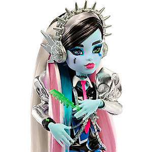 Monster High Doll, Amped Up Frankie Stein Rockstar with Instrument & Performance-Themed Accessories Like Headphones