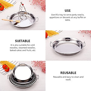 Hemoton 4pcs Stainless Steel Everyday Pan Cold Noodle Plate Chef Stir Fry Pan Steamer Pot Saucepot Casserole Pot Tray Dish with Handles for Home Kitchen Food Serving