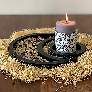 TRULLIMORE Black Crystal Holder Moon Tray for Crystals and Healing Stones, Crescent Moon Decor, Essential Oil Decorative Tray, Crystal Display Tray, Jewelry Plate, 10.6”, Gifts for Crystal Lovers